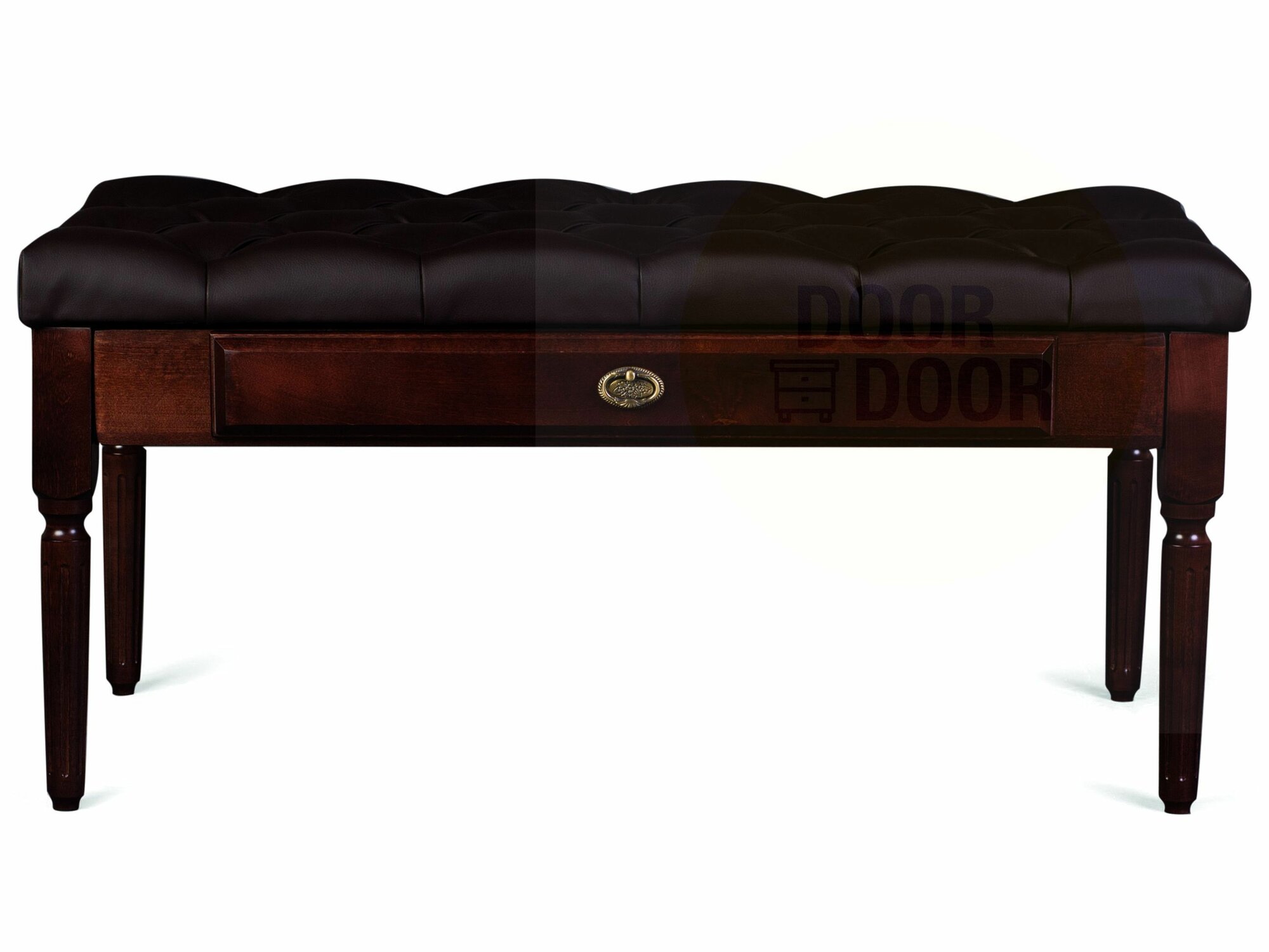 Банкетка Оливия, коричневый/темно-коричневый, экокожа, МДФ, 90x43x43 см.