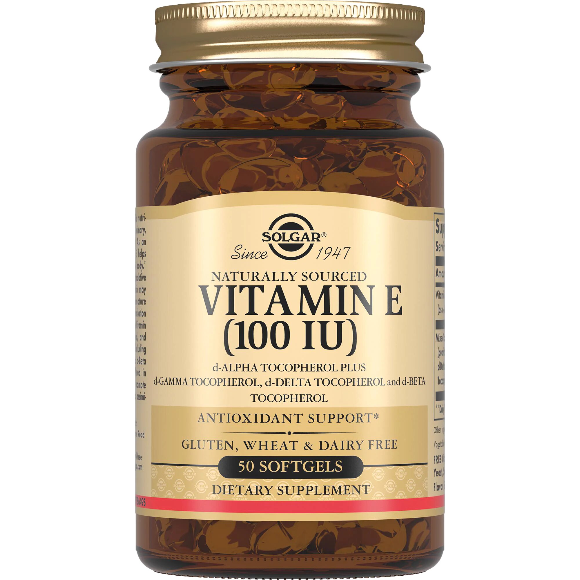БАД Solgar Капсулы "Витамин Е 100 МЕ", 50 шт. Vitamin E 100 IU