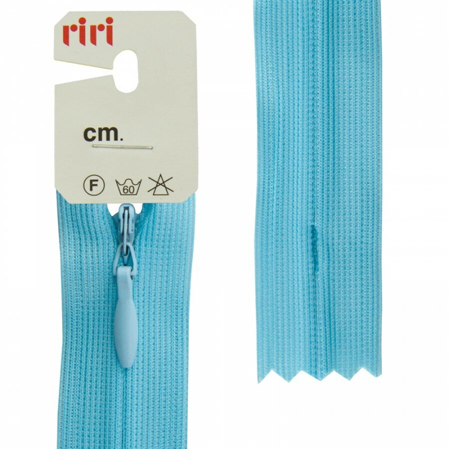 Молния потайная неразъемная, Т3, 22 см, цвет 2614, голубой