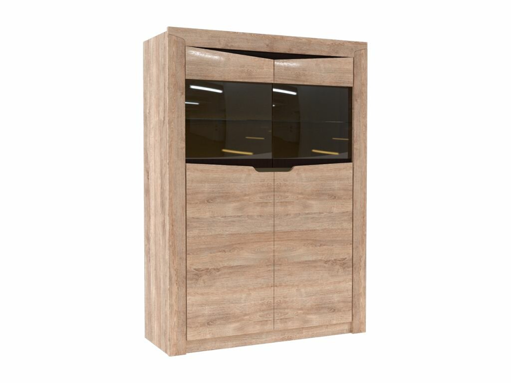 Витрина малая Версаль-5 Дуб Баррик ширина 107 см ЛДСП со стеклом в спальню в гостиную