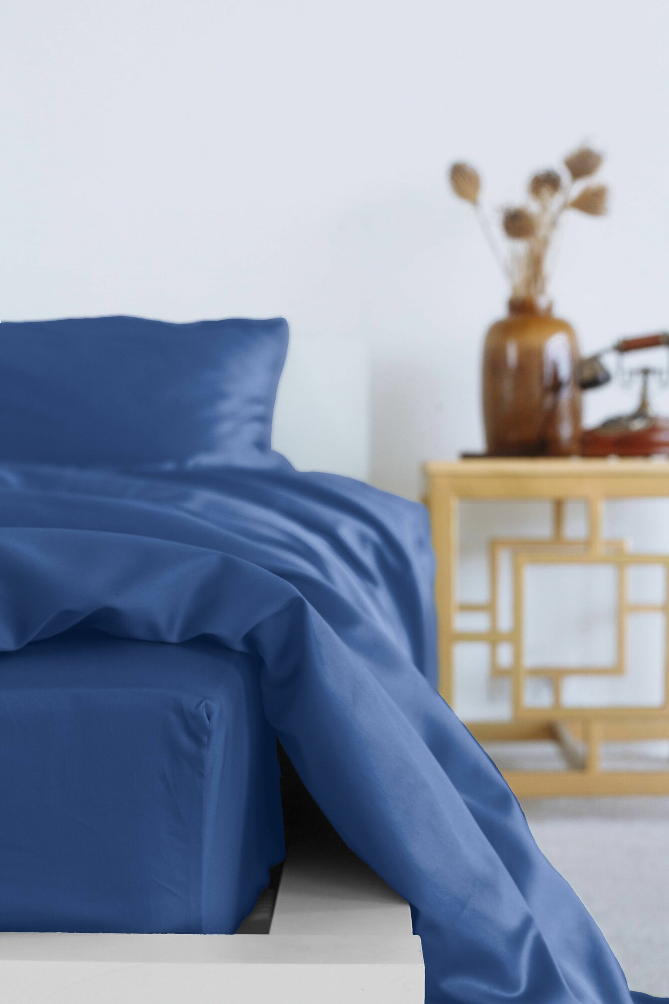 " индиго " простынь 220х240, 2 спальная двухспальная, 100% египетский хлопок, мако сатин сатин