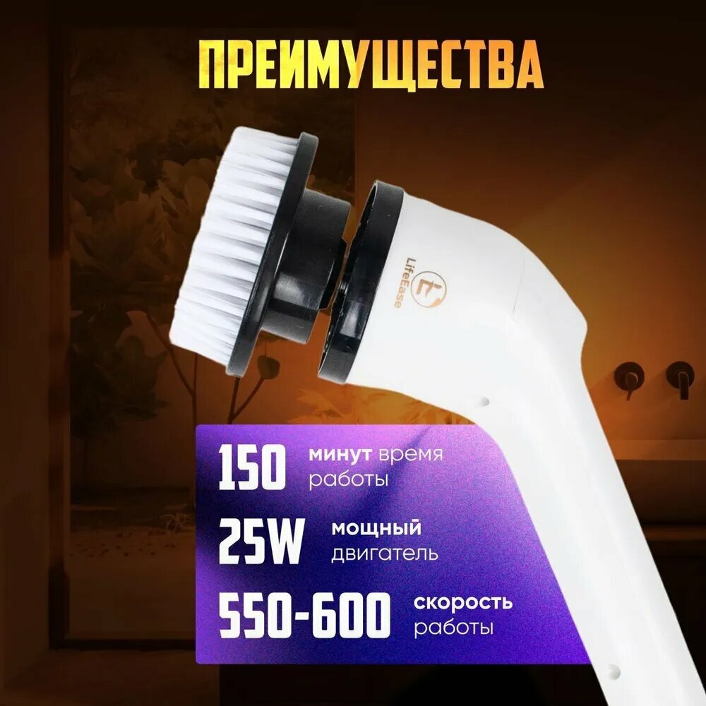 Щетка-швабра, Электрическая щетка для чистки 2 в 1, сменные насадки для кухни и ванной 1 шт