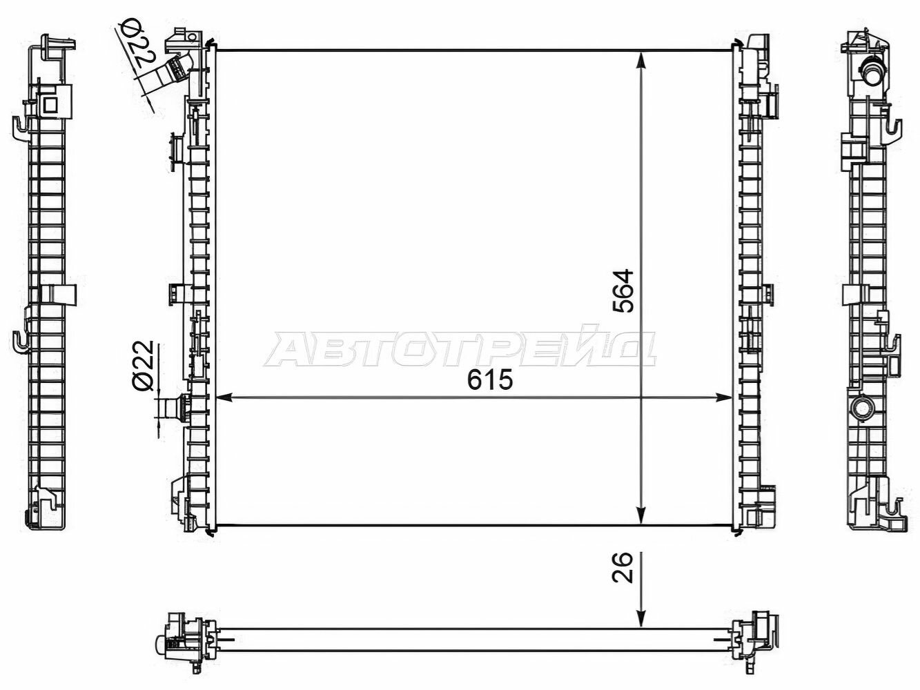 Радиатор охлаждения двигателя для БМВ X3, X4, iX3 арт ST100108 SAT