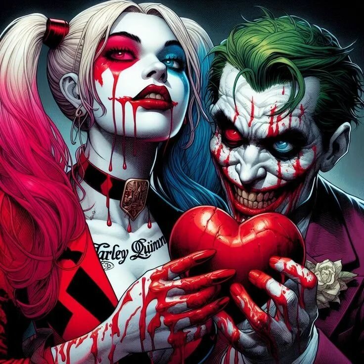 Алмазная Картина "джокер И Харли Квинн" 5D Круглый Бриллиант 40х50 См.