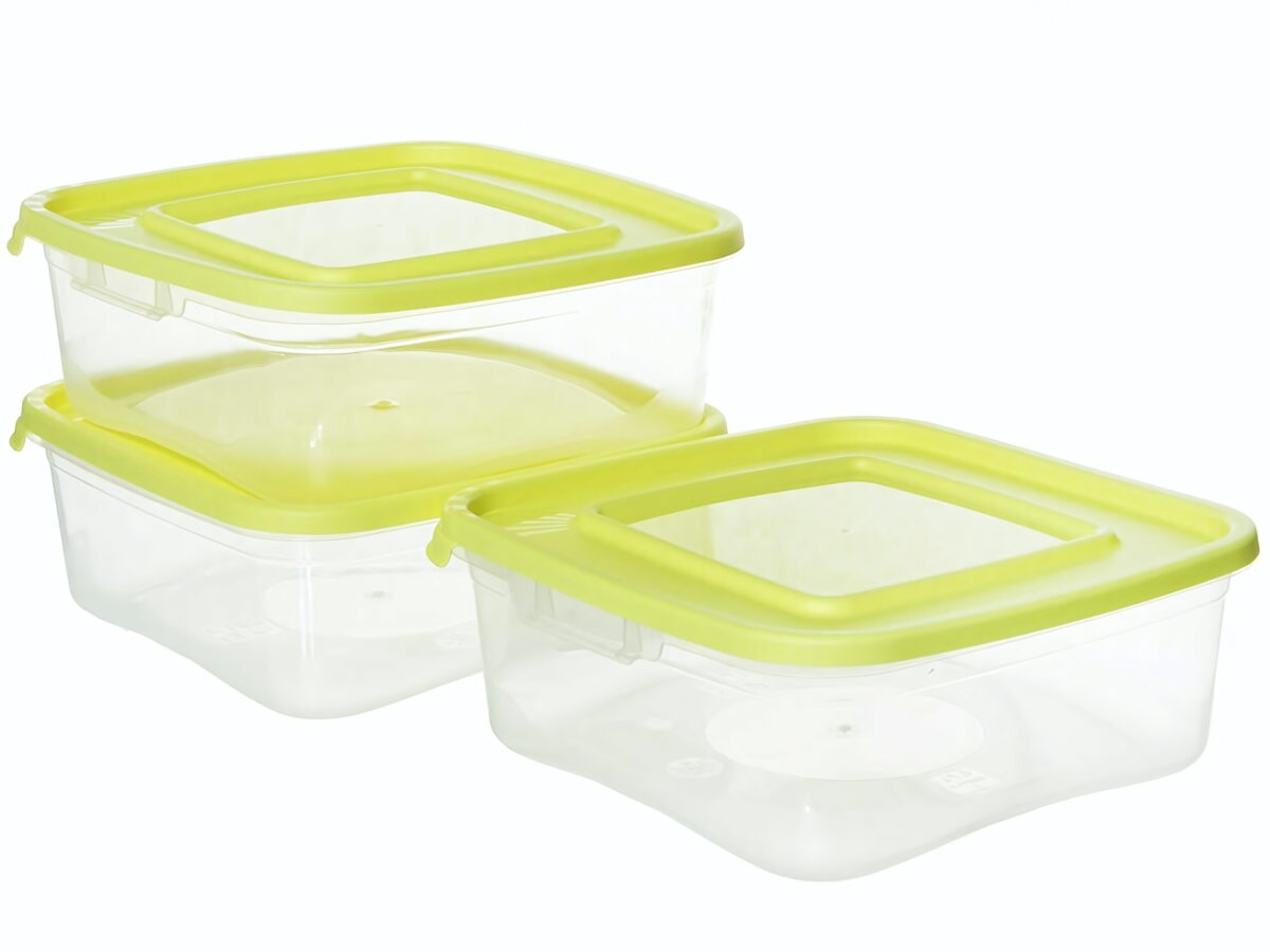 Набор контейнеров 'Каскад квадро', 3шт, 0,7л, полипропилен, герметичные крышки, для СВЧ и морозилки