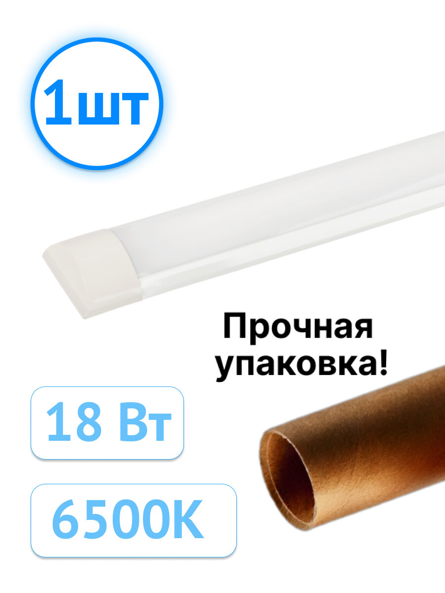 Светильник светодиодный ЭРА 18В 6500K 1710Лм опаловый рассеиватель IP40 белый Б0032477