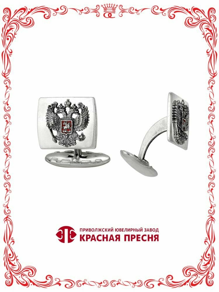 Запонки, серебро, 925 проба, оксидирование