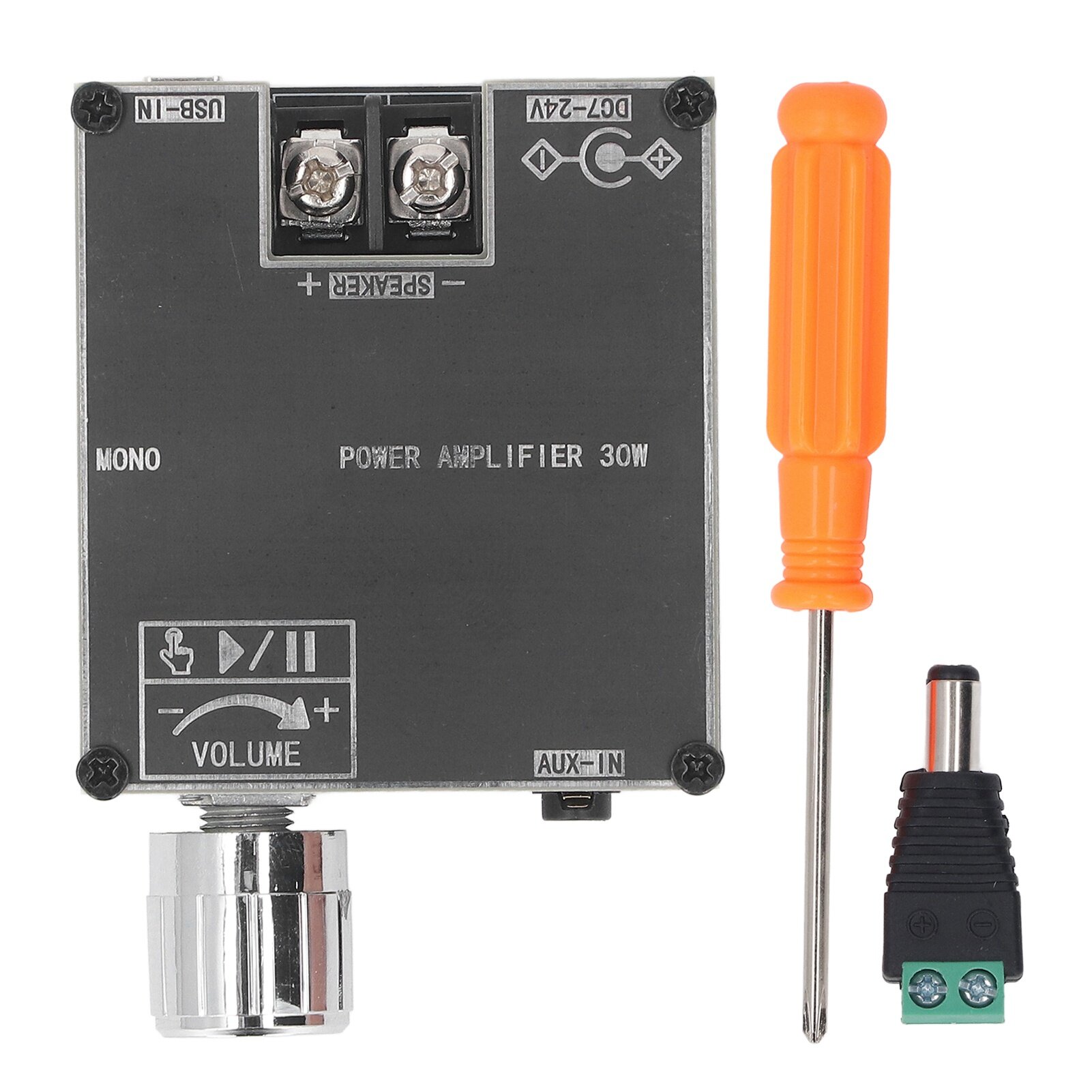 Модуль усилителя звука 30 Вт, одноканальный цифровой стереоусилитель высокой мощности, плата с поддержкой входа AUX BT USB, DC9‑24 В