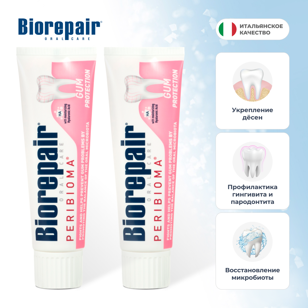 Зубная паста Biorepair Peribioma Gum Protection для защиты десен, 75 мл, 2 шт