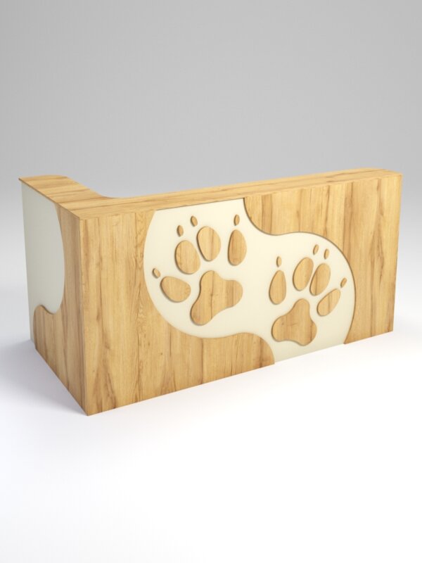 Ресепшен ПЭТ ДОГ угловой левый, Дуб Золотистый и Крем Вайс. Производитель товара - компания Westcom.