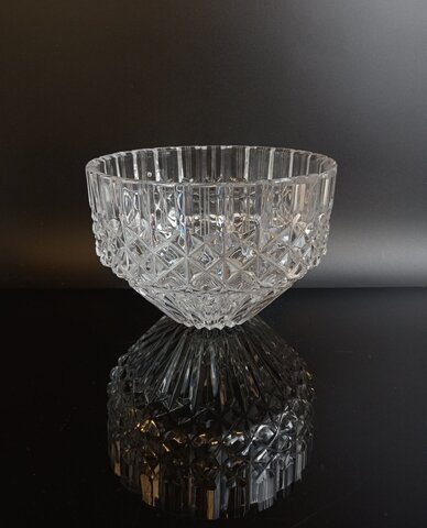 Ваза конфетница, салатница хрустальная алмазная грань, геометрический орнамент , винтаж СССР 1970-1990 гг