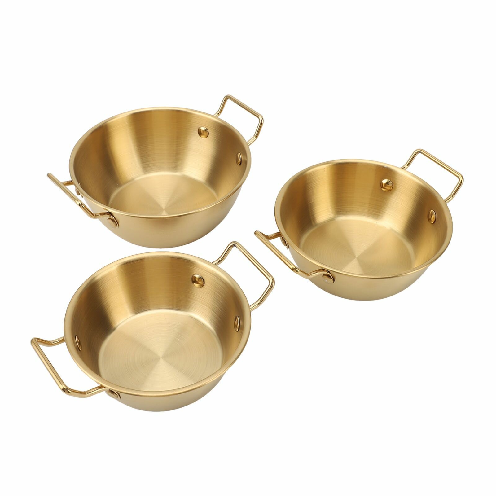 Круглая миска для соуса из нержавеющей стали, приправа с ручкой для закусок, соевый соус, специи, золотистый цвет