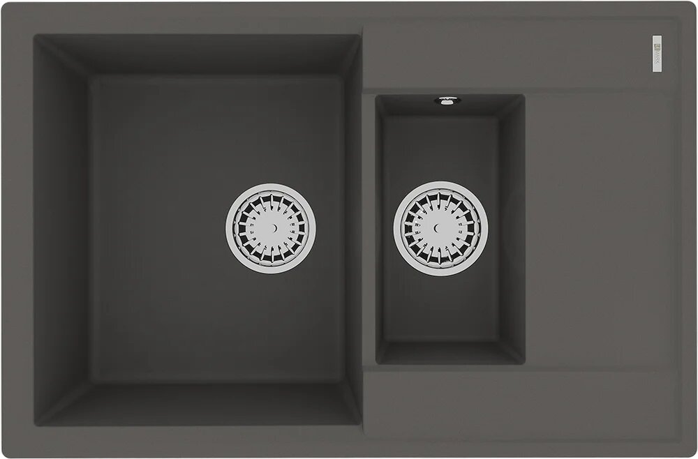 Мойка кухонная Lemark Ramza 760 9910041 прямоугольная, 76x50, мойка для кухни, с крылом, серая, матовая