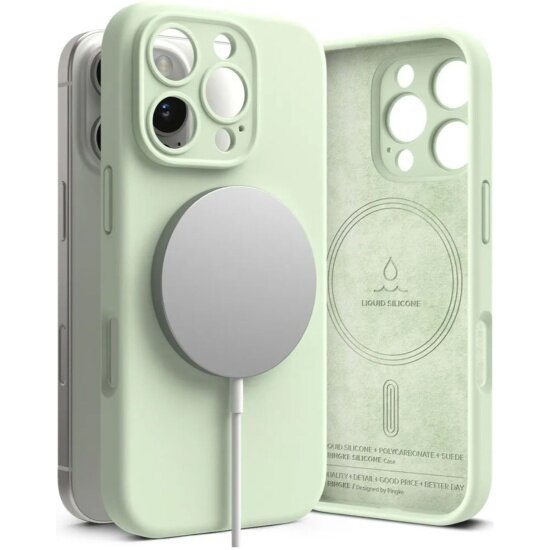 Чехол Ringke SILICONE MAGNETIC MAGSAFE для Apple iPhone 16 PRO, зеленый