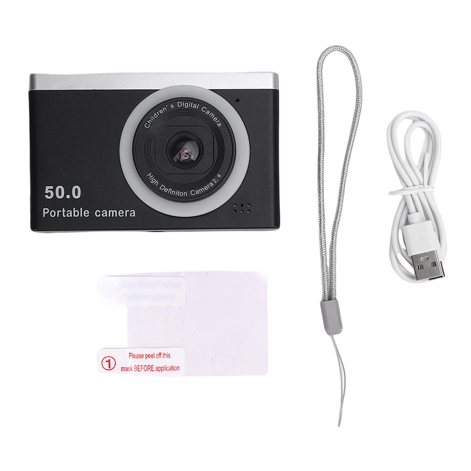 Компактный цифровой фотоаппарат с автофокусом, двойной фронтальной и задней камерами, 8-кратным зумом, 2,4-дюймовым TFT-экраном, черный.