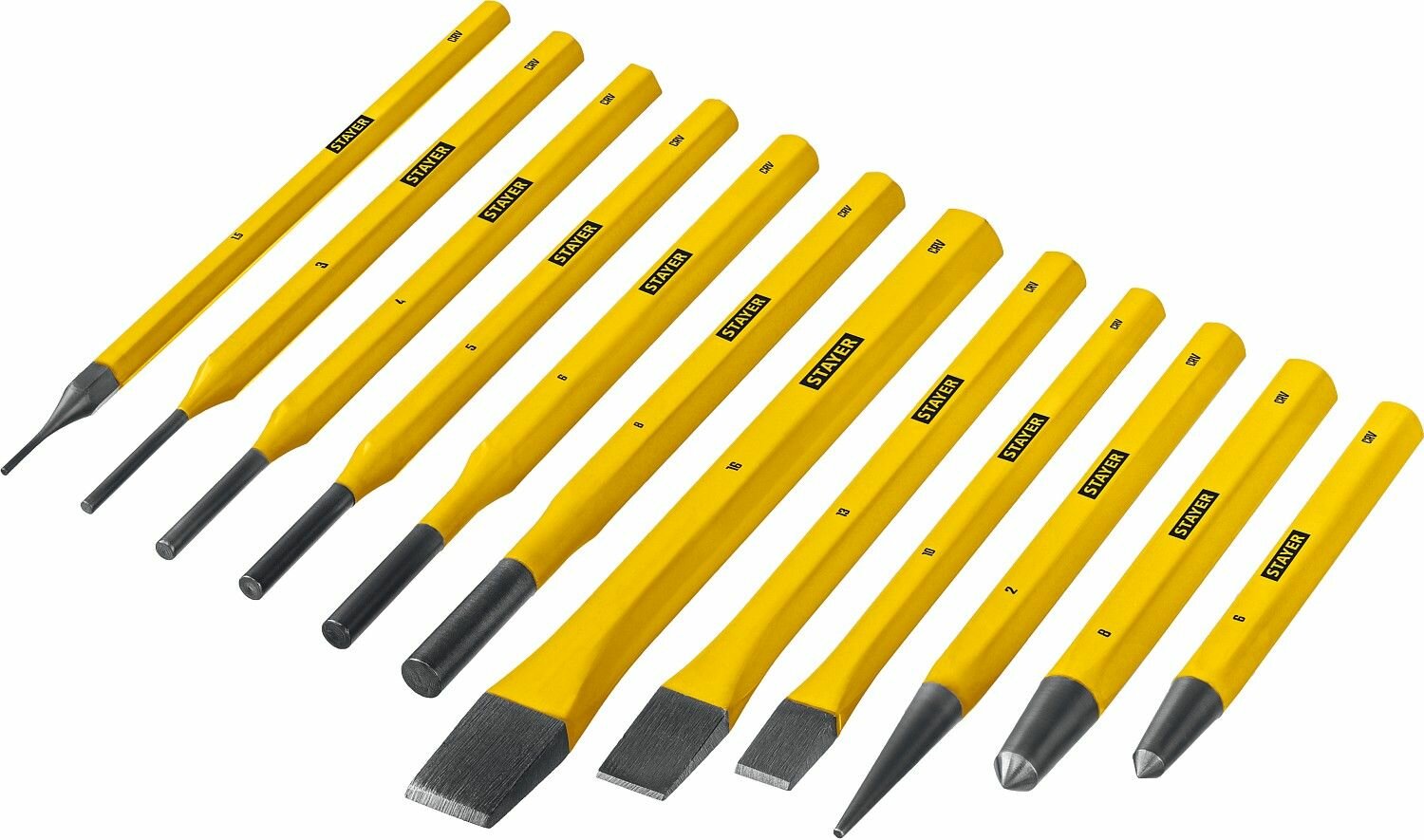 Набор зубил и кернеров STAYER Hercules, 12 предметов, пластиковый держатель, professional 21077-H12