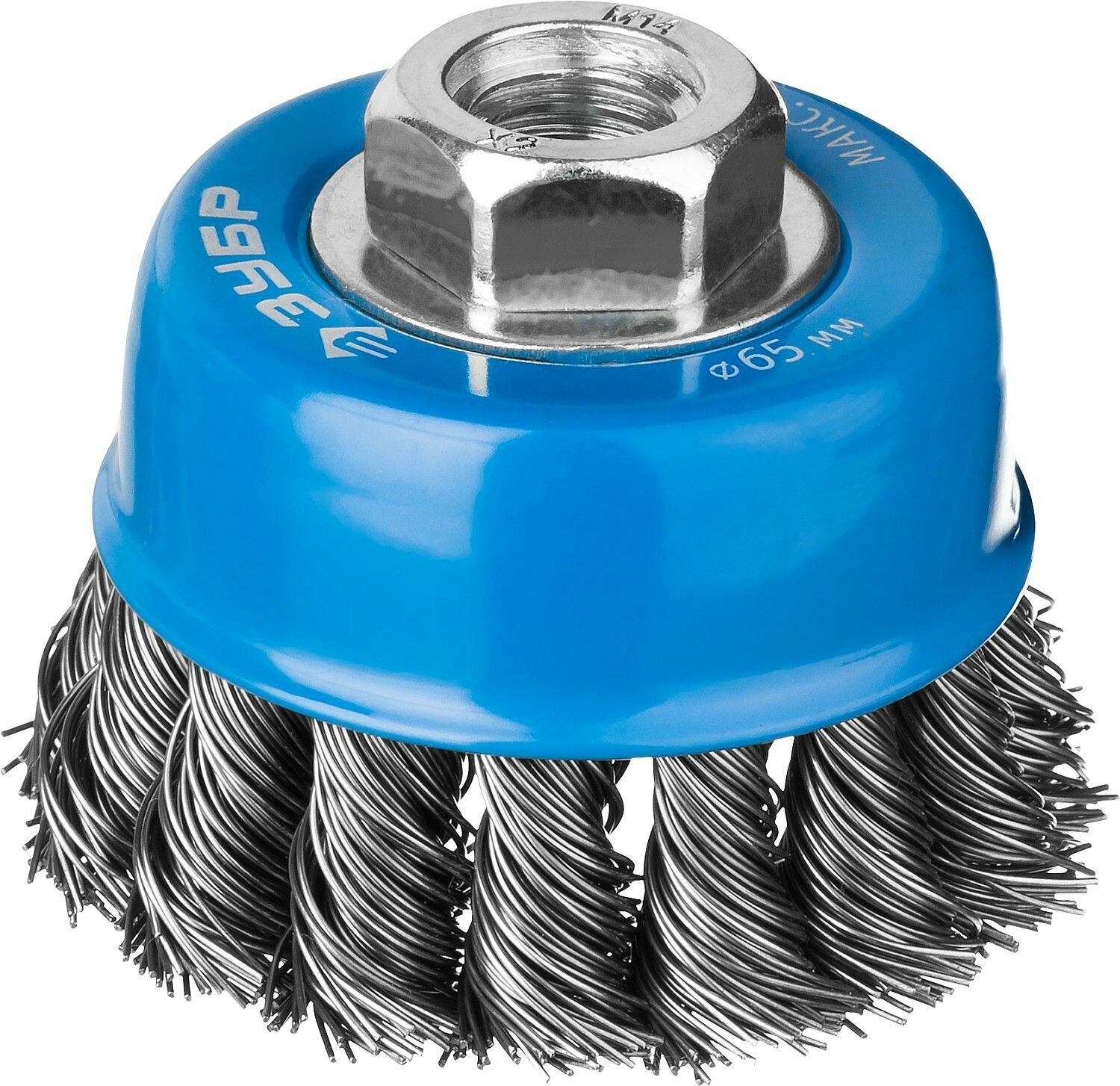 Чашечная щетка-крацовка ЗУБР, 65 мм, сталь 0.5 мм, для УШМ, профессиональная 35275-065_z02