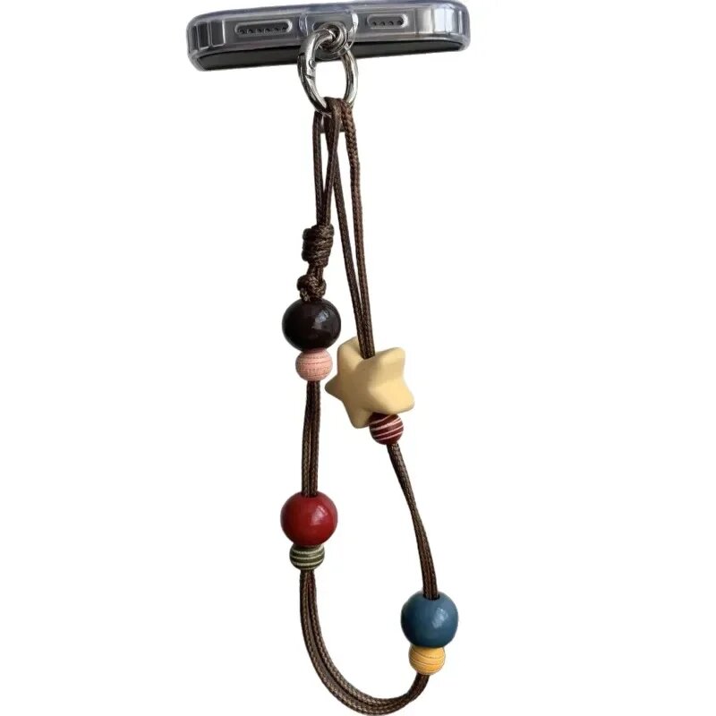 Корейская милая цветная подвеска со звездой, цепочка для телефона для IPhone, ювелирные изделия, подарок, подвесной декор, брелок для ключей, веревка, ремешок, браслет с защитой от потери