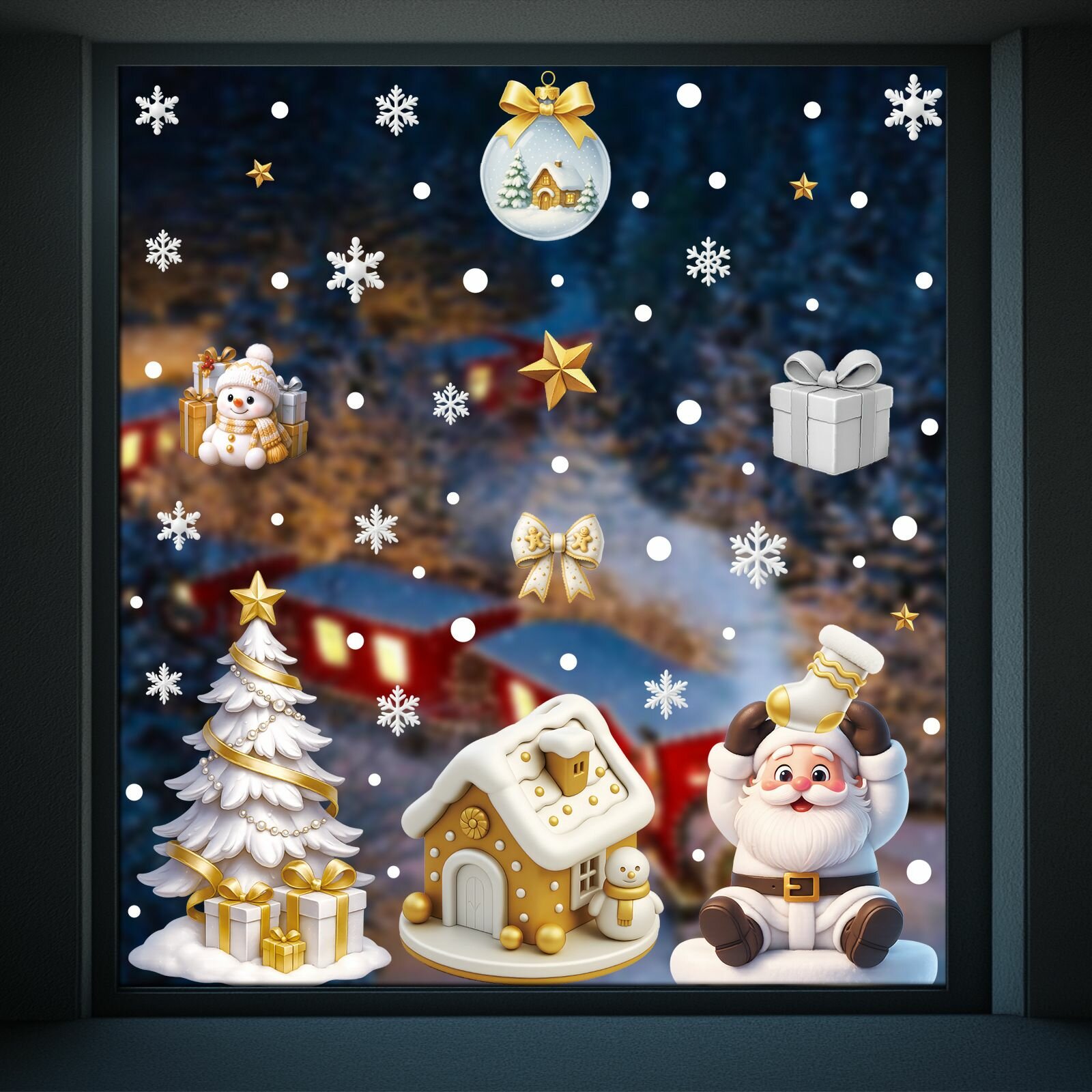 Рождественские украшения, наклейки на окна с изображением Санта-Клауса, наклейки на окна с изображением рождественских снежи