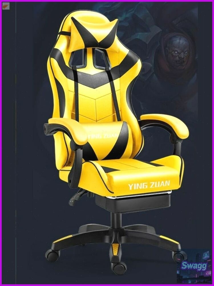Игровое компьютерное кресло желтого цвета для дома офиса и школы с максимальной нагрузкой 120 кг