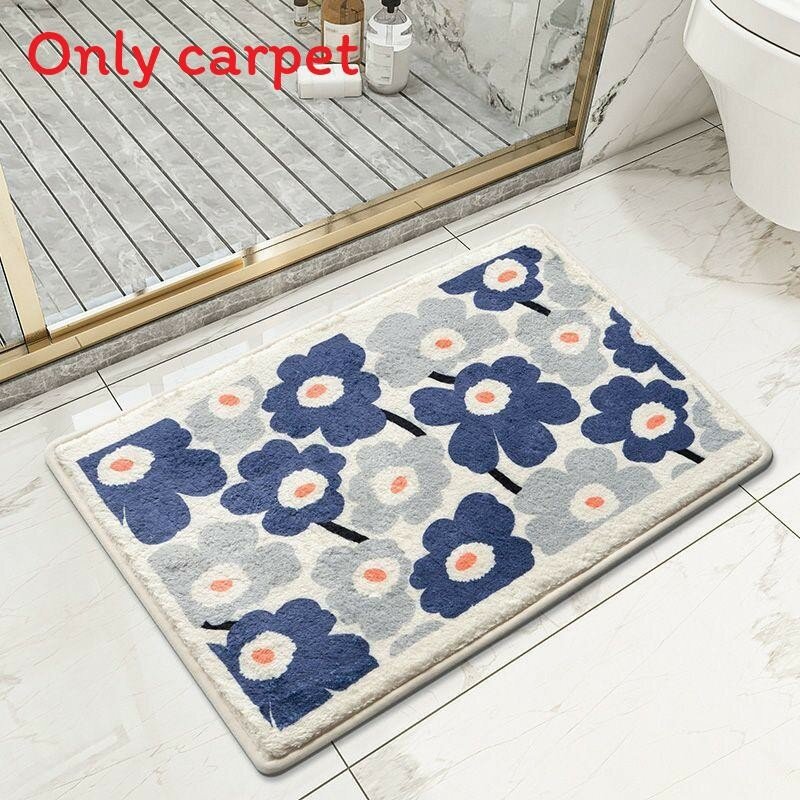 Ковровое покрытие modern minimalist entryway mat with cartoon flower print design for indoor home use blue flower 60x90cm