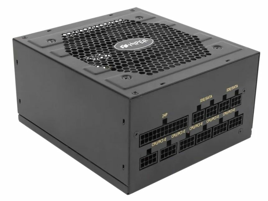 Блок питания HIPER HPB-600FMK2 (HPB-600FMK2) черный - 600 Вт, 80+ Gold, ATX 20+4 пин, 4 pin + 4 pin CPU, 6 SATA, 6 x 6+2 pin PCI-E