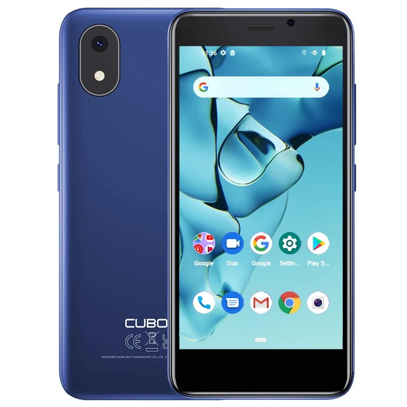 Cubot J10, смартфон на андроид 11, 4-дюймовый экран, мини телефон дешёвый, 32 ГБ ПЗУ, телефоны две SIM-карты 3G, Face ID, батарея 2350мАч, задняя камера 5 МП, смартфоны 2021 года, smartphone Голубой, Blue