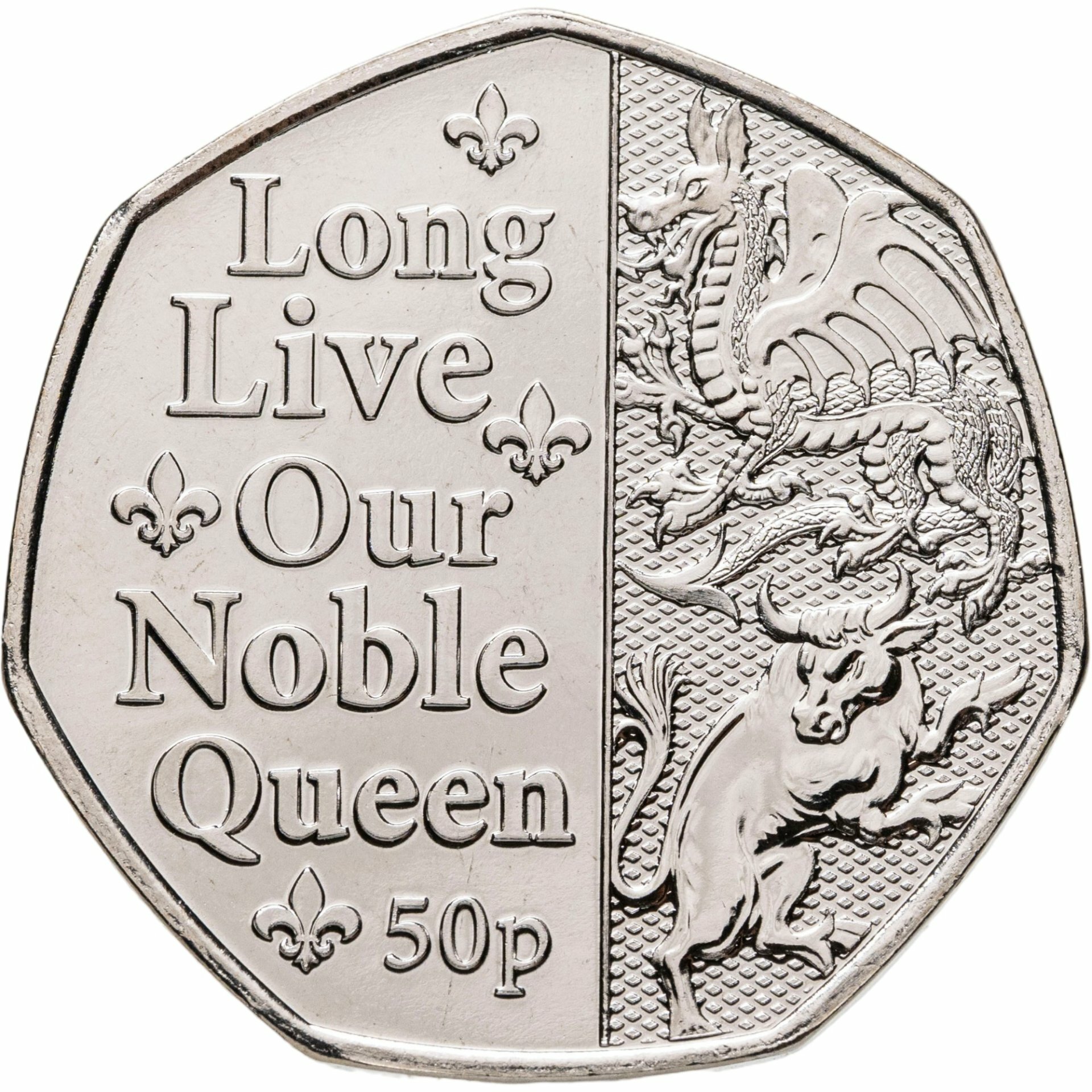 Остров Мэн 50 пенсов pence 2022 "Государственный гимн - Long Live Our Noble Queen", Мельхиор медь-никель, в сохранности BUNC