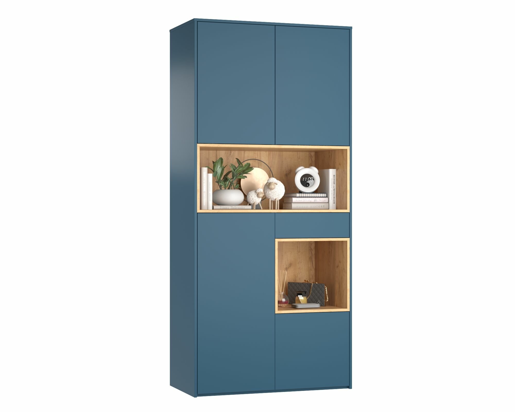 Шкаф распашной для одежды "Рокки 5" 100х220х52 Альби Полуночно-синий / Дуб крафт золотой