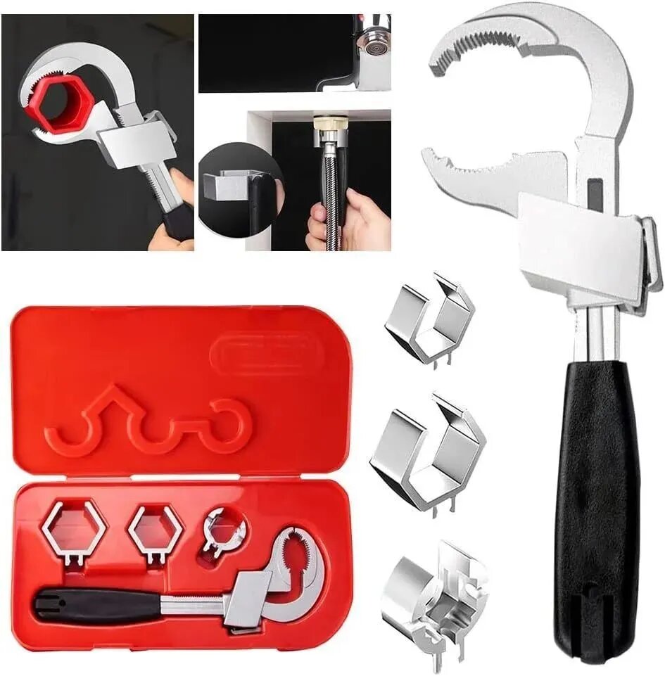 Разводной ключ для водопроводных труб, двусторонний ключ с отверстием 80 мм, разборка сантехники, ремонт сантехники, сборка мебели