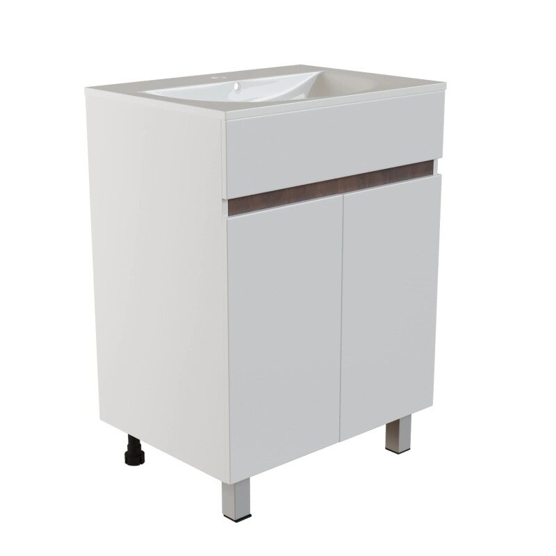 Тумба д/ванной "БРИКС-60" 2 ст. белый/дуб вотан под рак."Breeze 60"