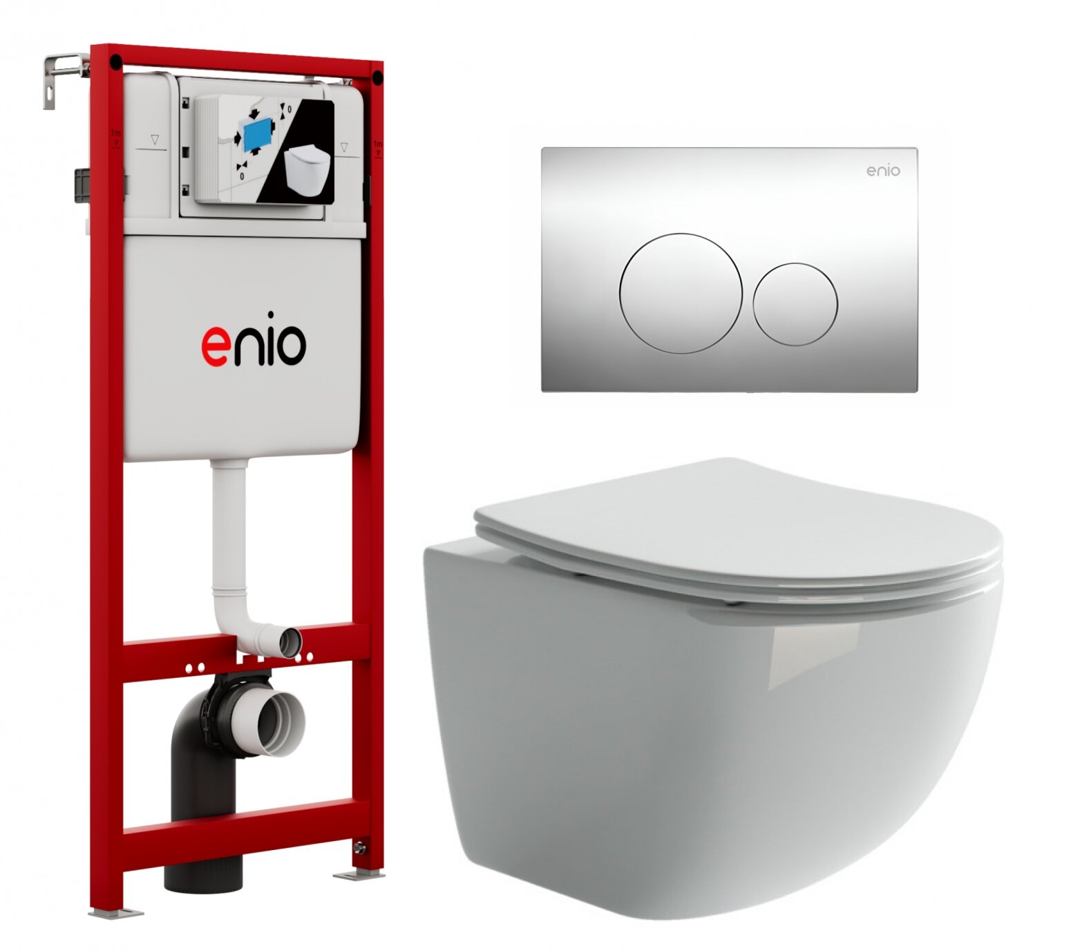 Комплект 3 в 1 инсталляция Enio Profi EN7050050 + Унитаз подвесной Ceramica Nova Forma CN3009 + кнопка хром Sfera