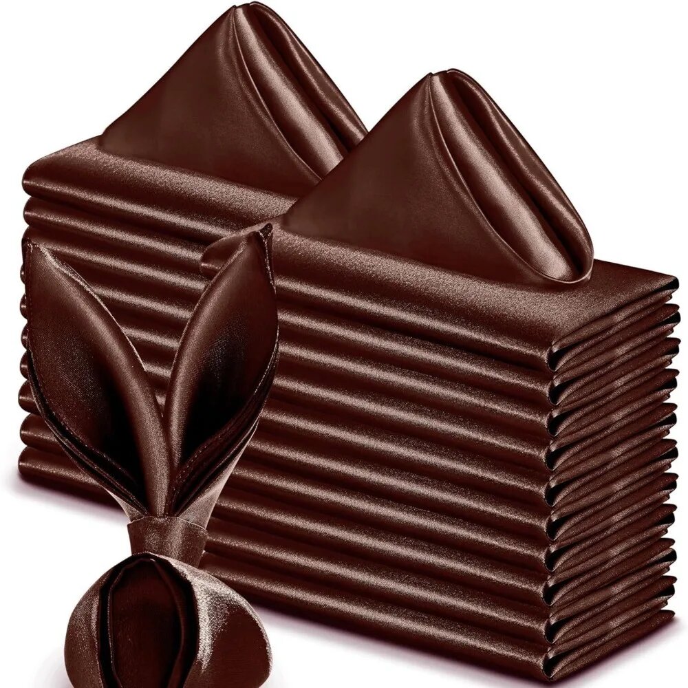 10 атласных столовых салфеток 30x30 см, полиэстер+хлопок Коричневый, Brown