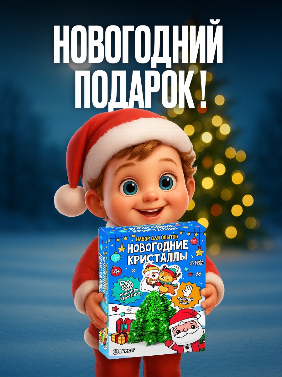 Набор для опытов эврики "Новогодние кристаллы", с новым годом