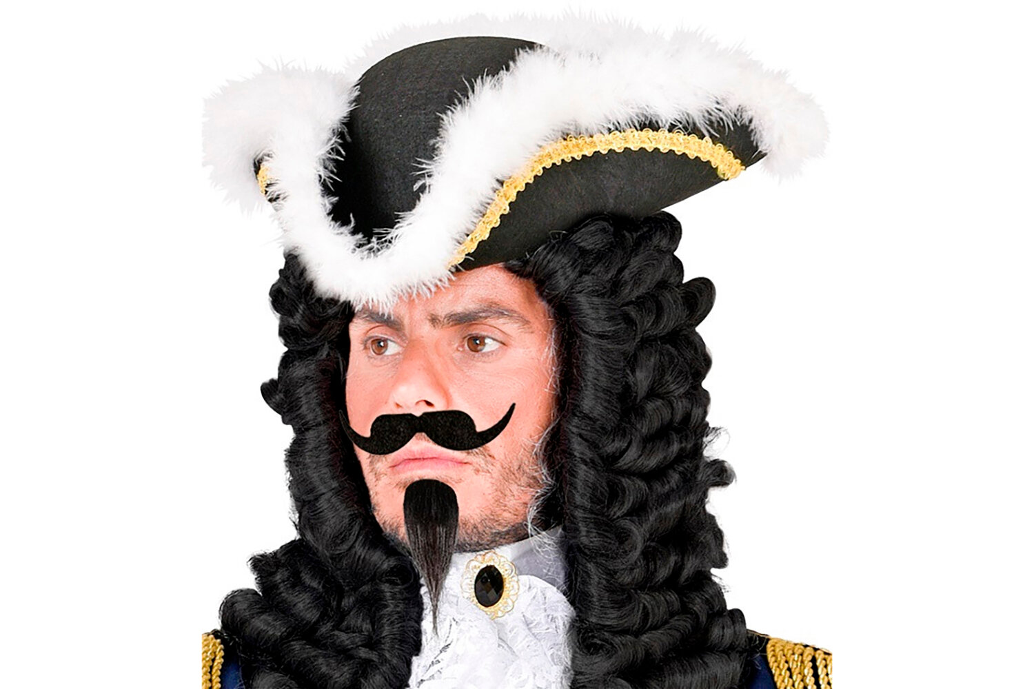 Мушкетерские усы и бородка черные (набор), синтетический волос, ткань полиэстер