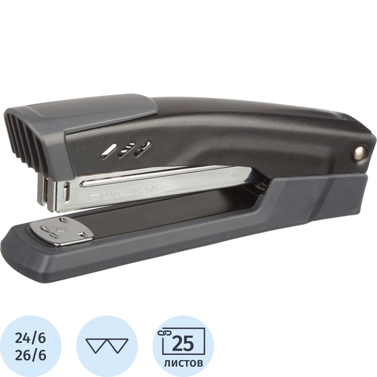 Степлер Attache Power №24/6-26/6 до 25л, металл, черный, глубина 55мм