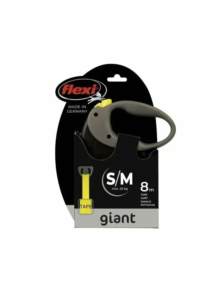 Импортный Flexi GIANT M ремень 8м до 25кг Совершенно , чёрный/неон