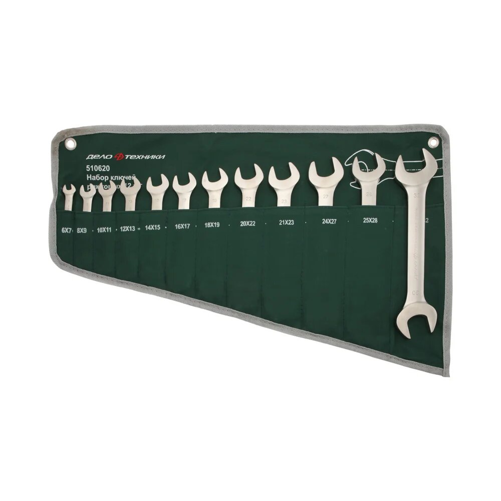 Набор ключей Дело Техники рожковых 12 штук, планшет тетрон. 510620, сумка