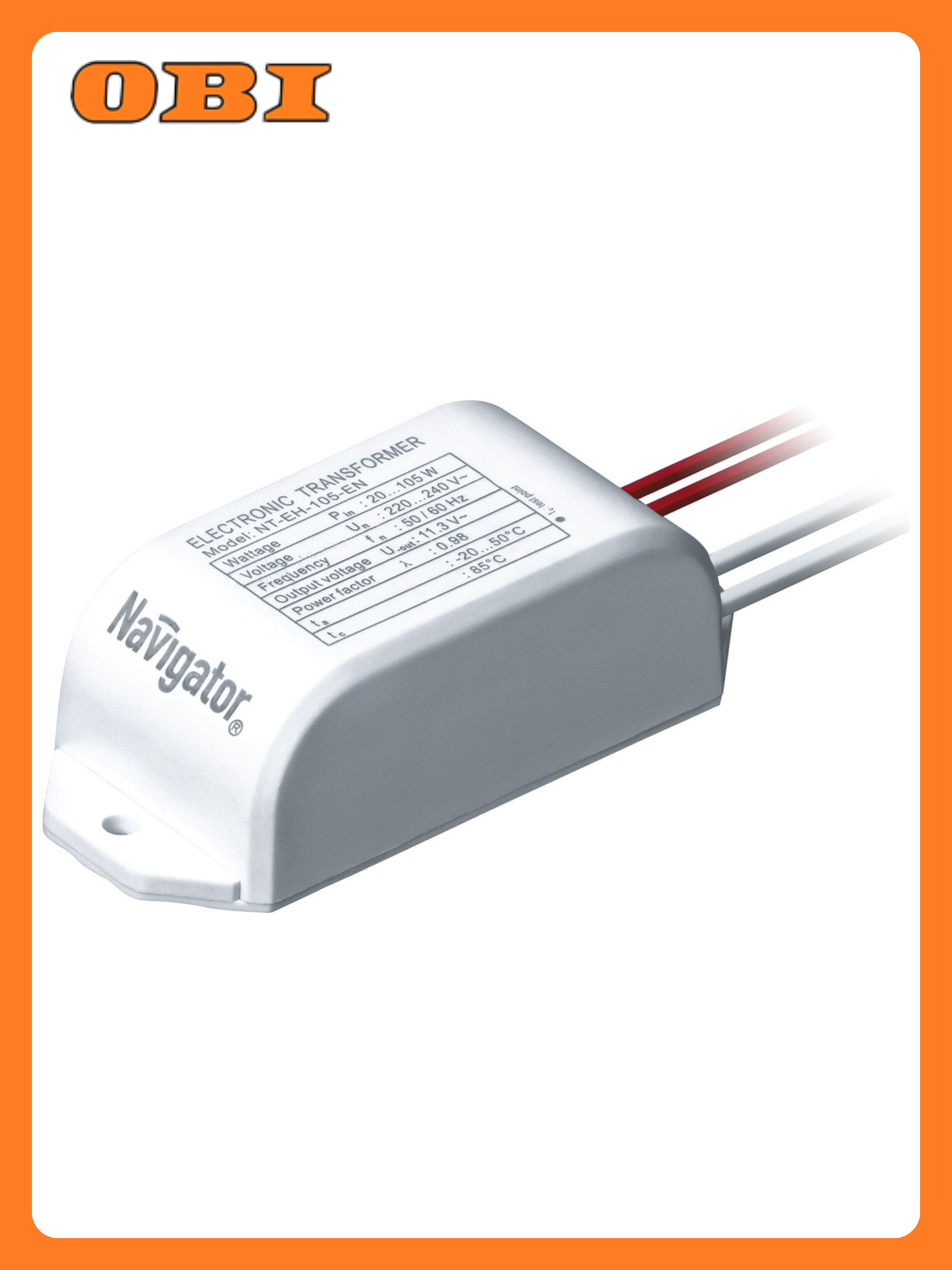 Трансформатор Navigator, для галогенных ламп, 220-12В, 105Вт, белый