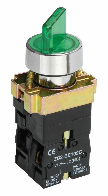 Переключатель IEK LAY5-BK2365 1НО+1НЗ Karat на 2 положения, зеленый