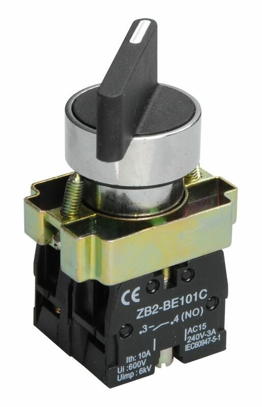 Переключатель IEK LAY5-BJ25 1НО+1НЗ Karat I-O длинная ручка на 2 положения, черный