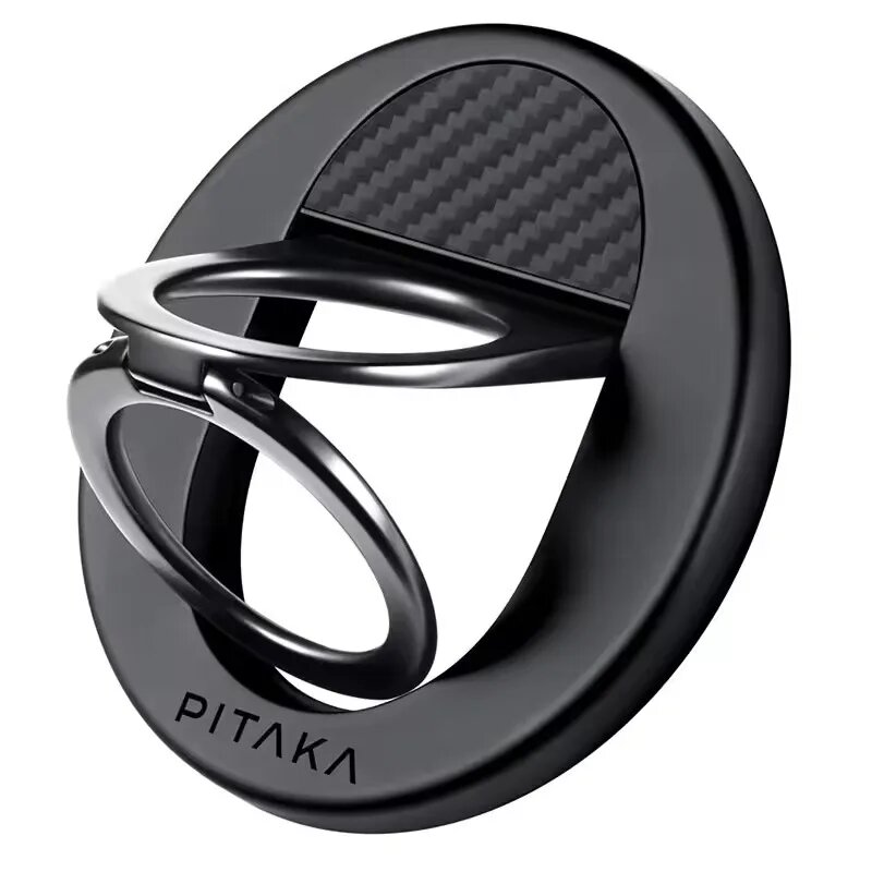 Кольцевой держатель PITAKA, кевларовая ручка для телефона, вращение на 360 градусов, магнитный, многофункциональный, регулируемый для IPhone 17, 16, 15, 14, 13, Android Black