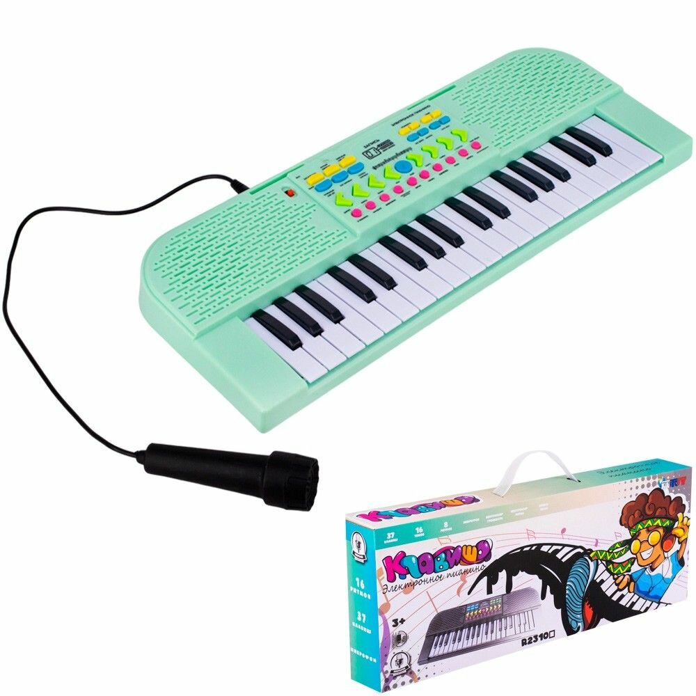 Синтезатор детский Китайская игрушка1 37 клавиш, зеленый, для детей от 3 лет FCJ1465940