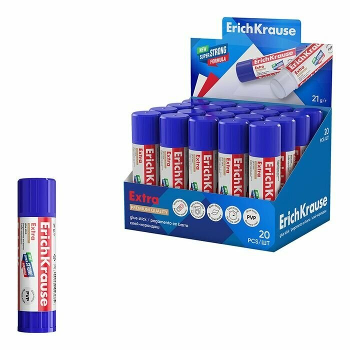Клей-карандаш Erich Krause Extra, усиленный, 21 г, морозостоек
