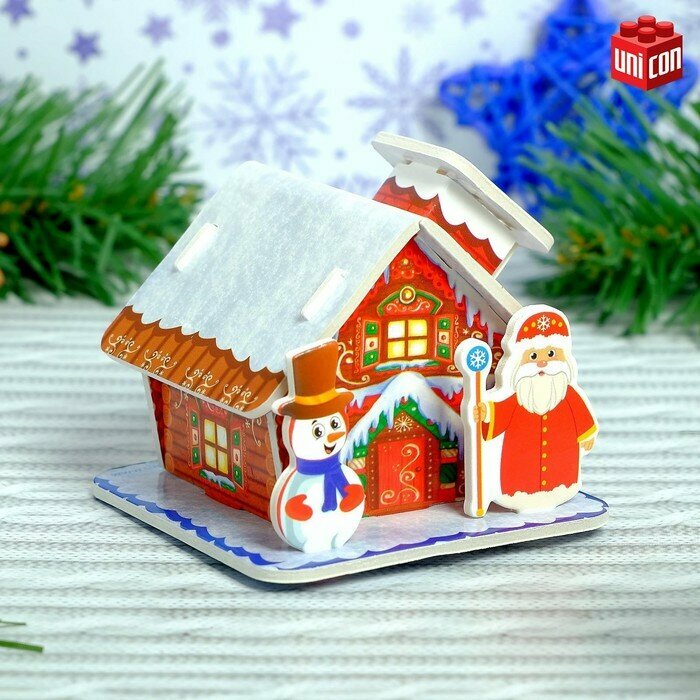 Конструктор Unicon "Дом Деда Мороза", 3D, фигурки