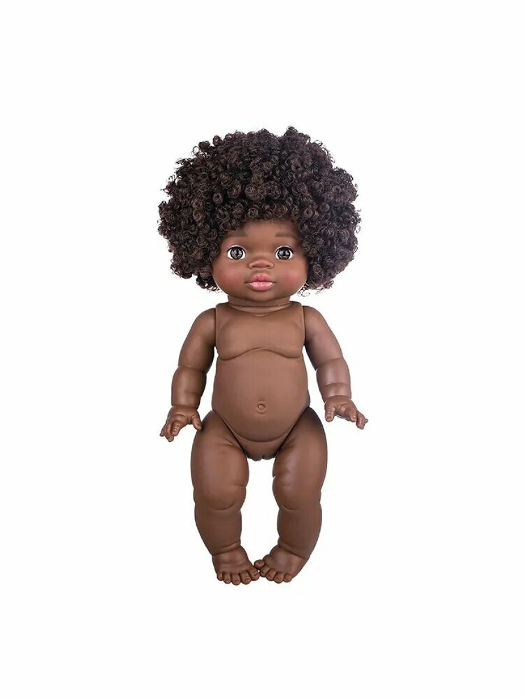 Мягкая резиновая кукла с взрывной прической, африканская чернокожая кукла - коричневая