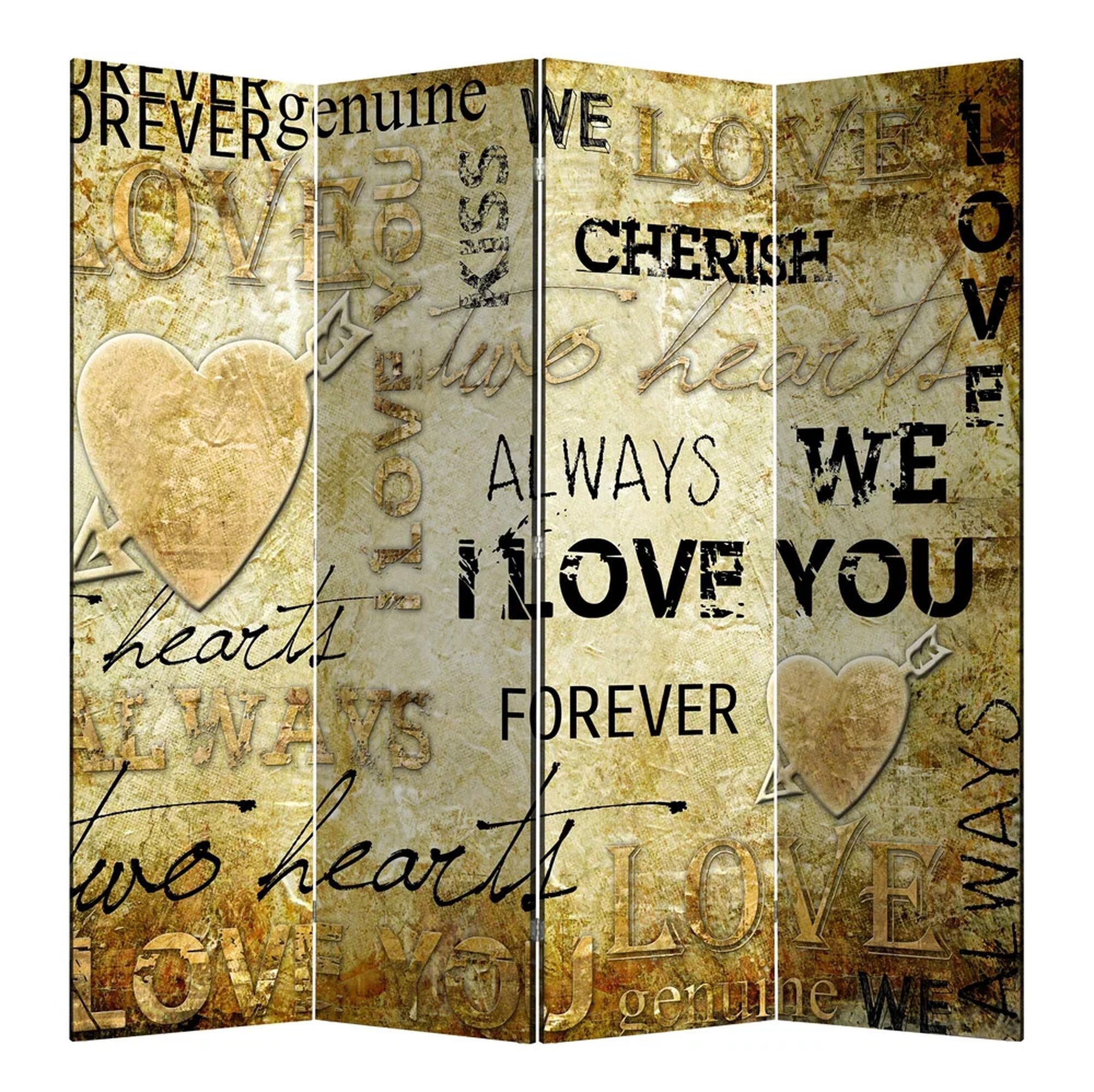 ПВХ ширма перегородка для зонирования Love - 4, размер 177х188/47 см