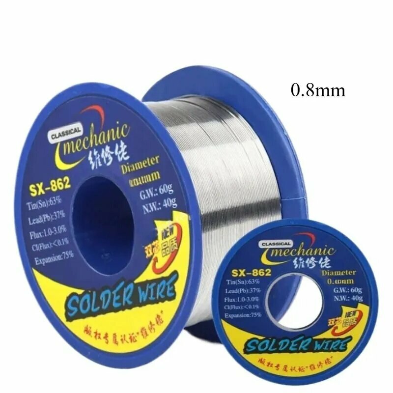 Припой-катушка MECHANIC SX-862 0,8мм 60г С Двумя Каналами Флюса Sn63 Pb37