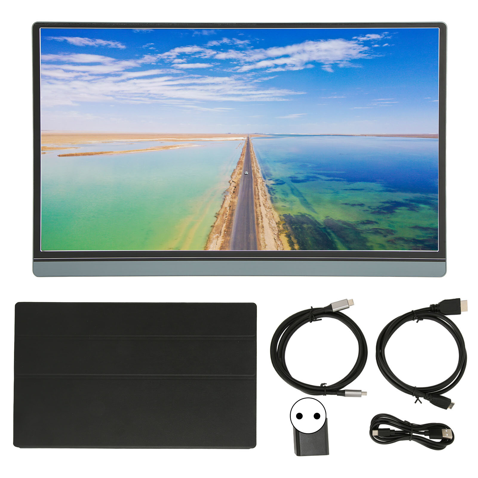 Портативный монитор 15.6 дюймов FHD IPS 1080P С Двойным Динамиком Портативный Игровой Монитор Удлинитель Экрана Ноутбука 100-240 В ЕС Штекер