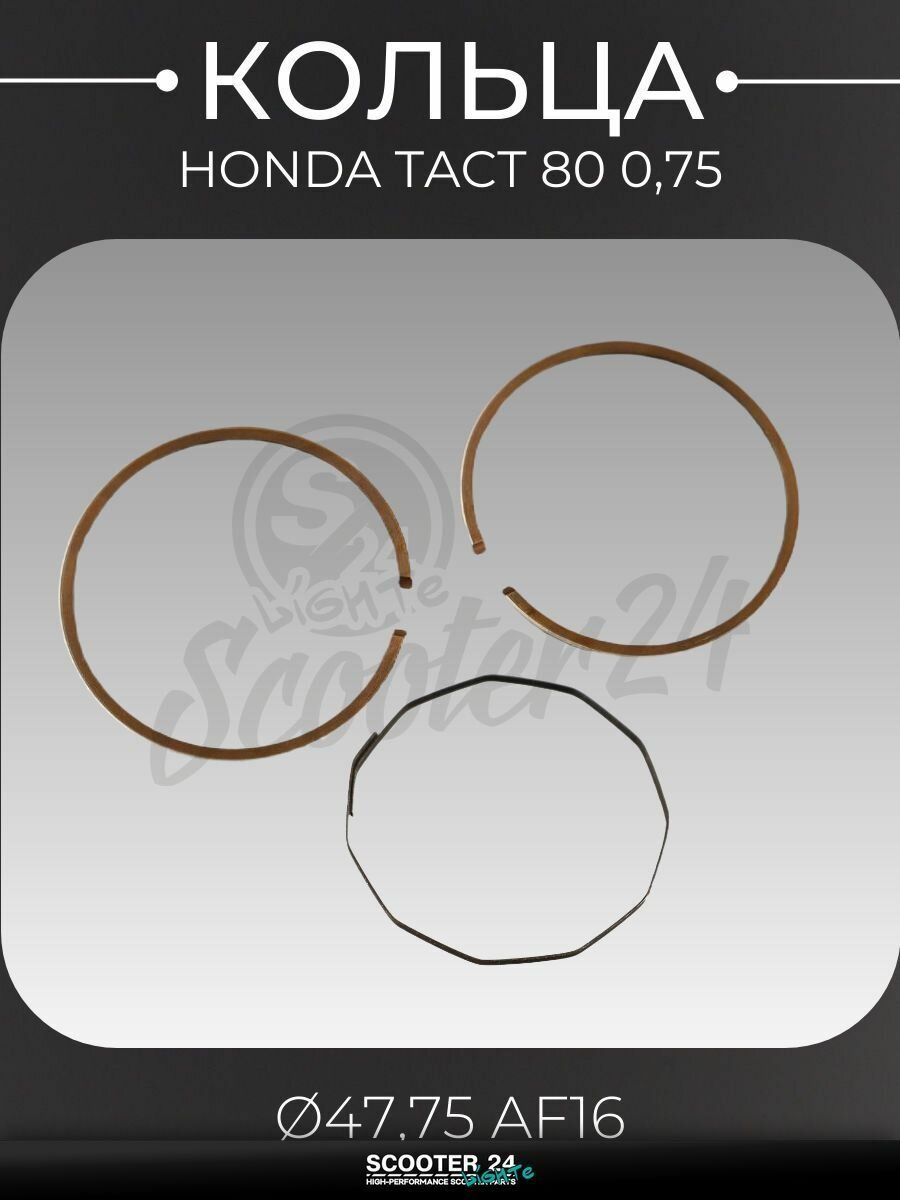 Кольца комплект на мотоцикл, мопед и скутер Honda TACT / Хонда Такт 80 кубов 0,75 ( 47,75 AF16) оригинал Taiwan "SEE"